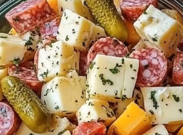 Marinated Cheese Appetizer with Salami & Pickles ...